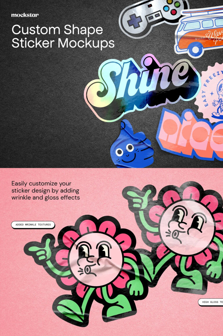 Custom Shape Sticker Mockup - Siteoutsite