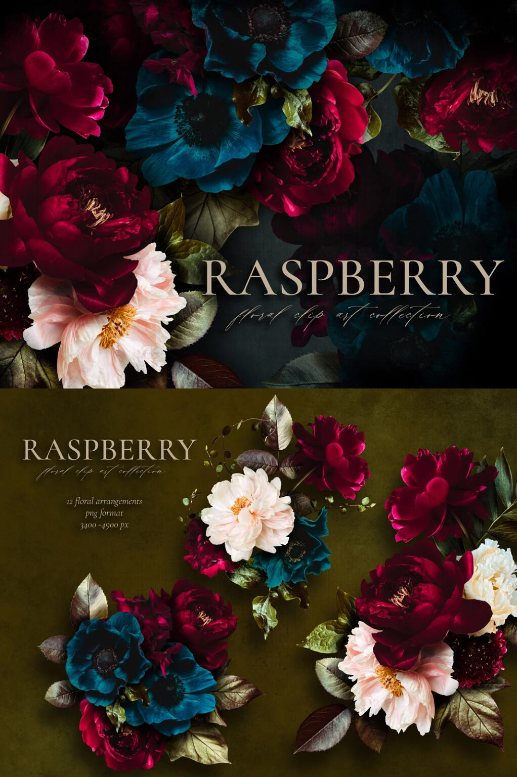 Raspberry Floral Clip Art Collection - Siteoutsite