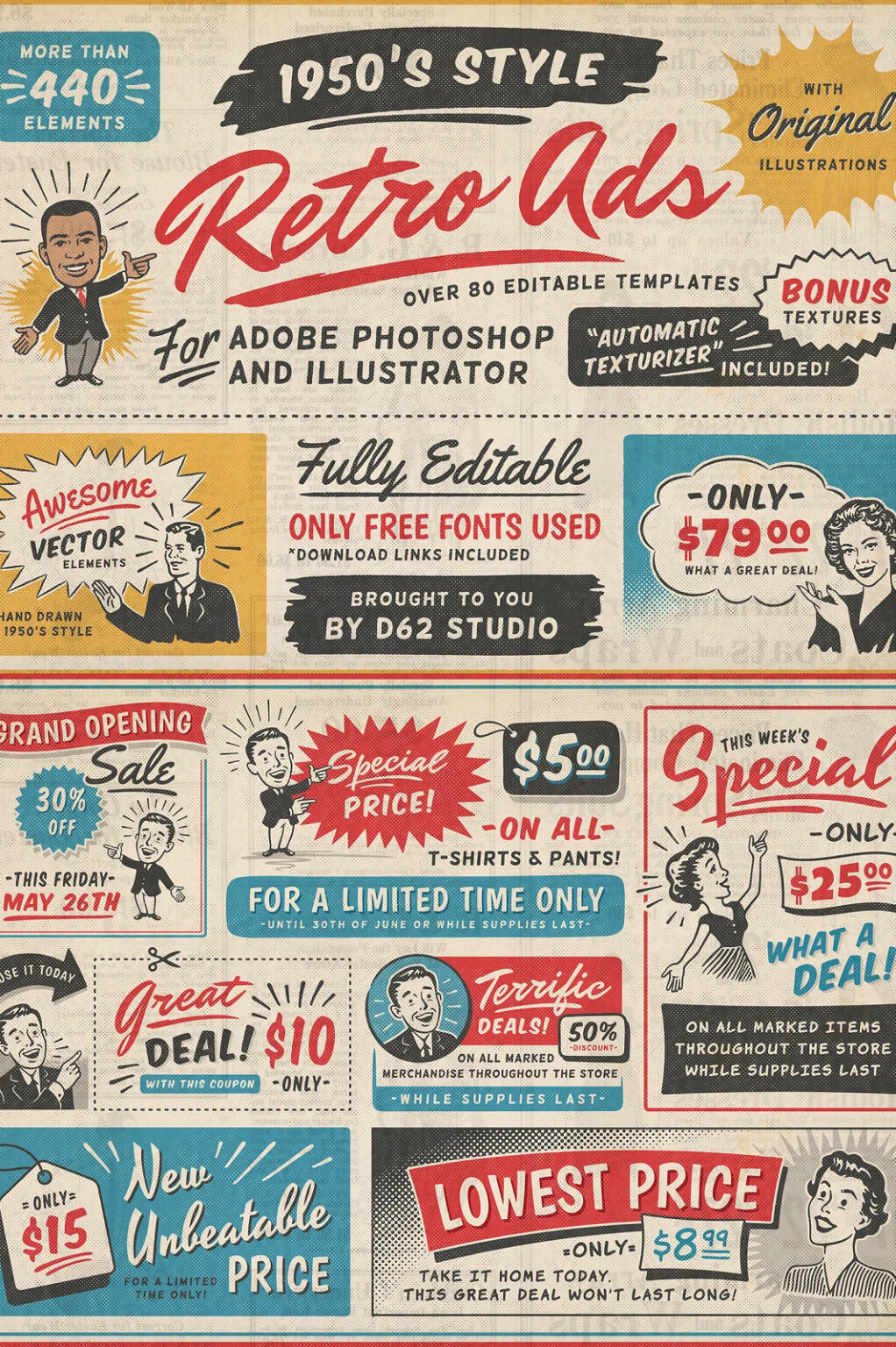 1950s Retro Style Ad Templates - Siteoutsite