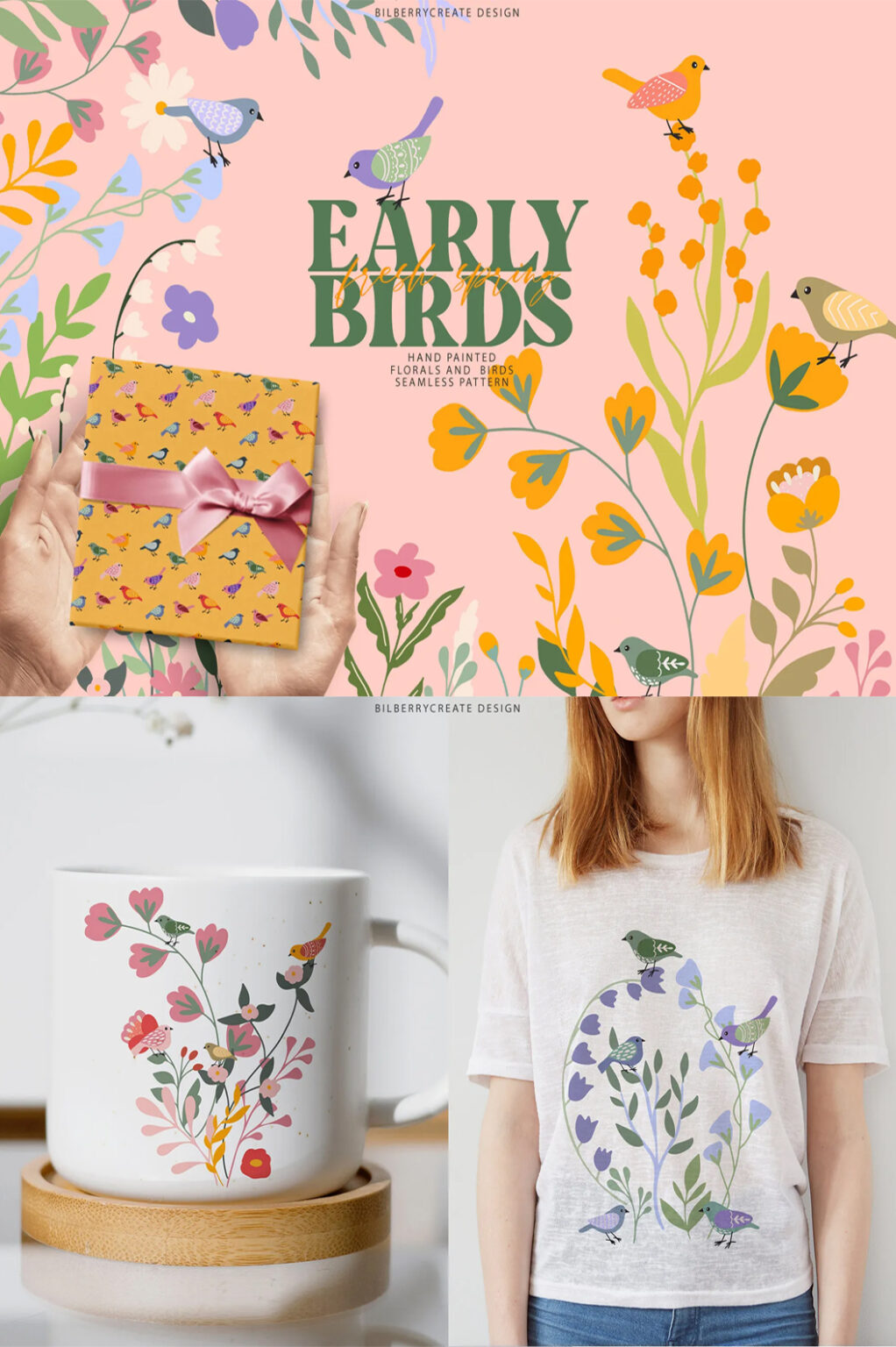 Early birds spring art set Graphics - Siteoutsite