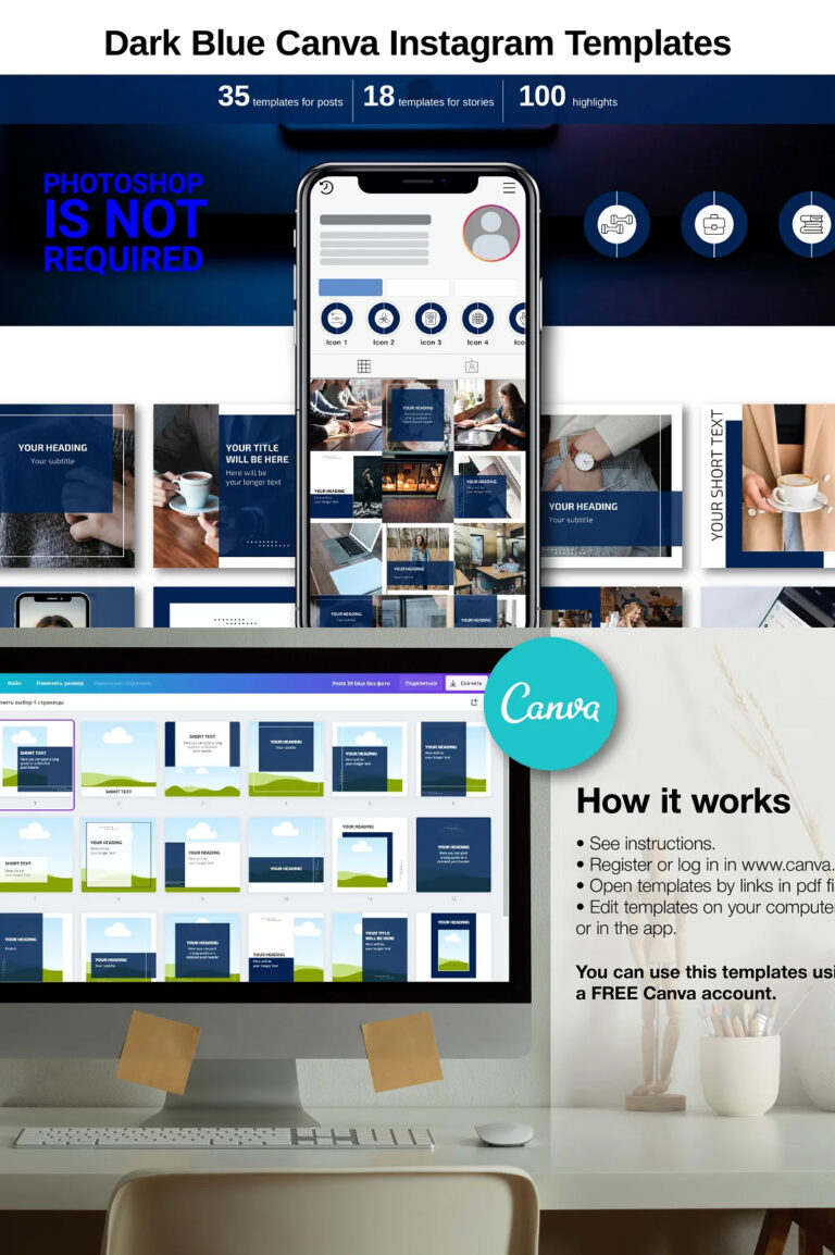 Dark Blue CANVA Instagram Templates - Siteoutsite
