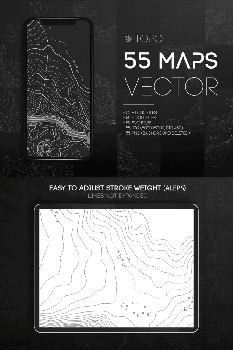 55 Topographic Maps Vector - Siteoutsite