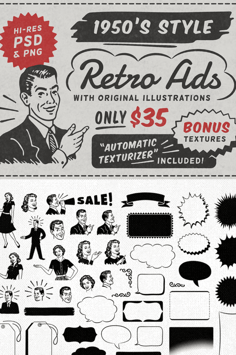 1950s Style Retro Ad Templates - Siteoutsite