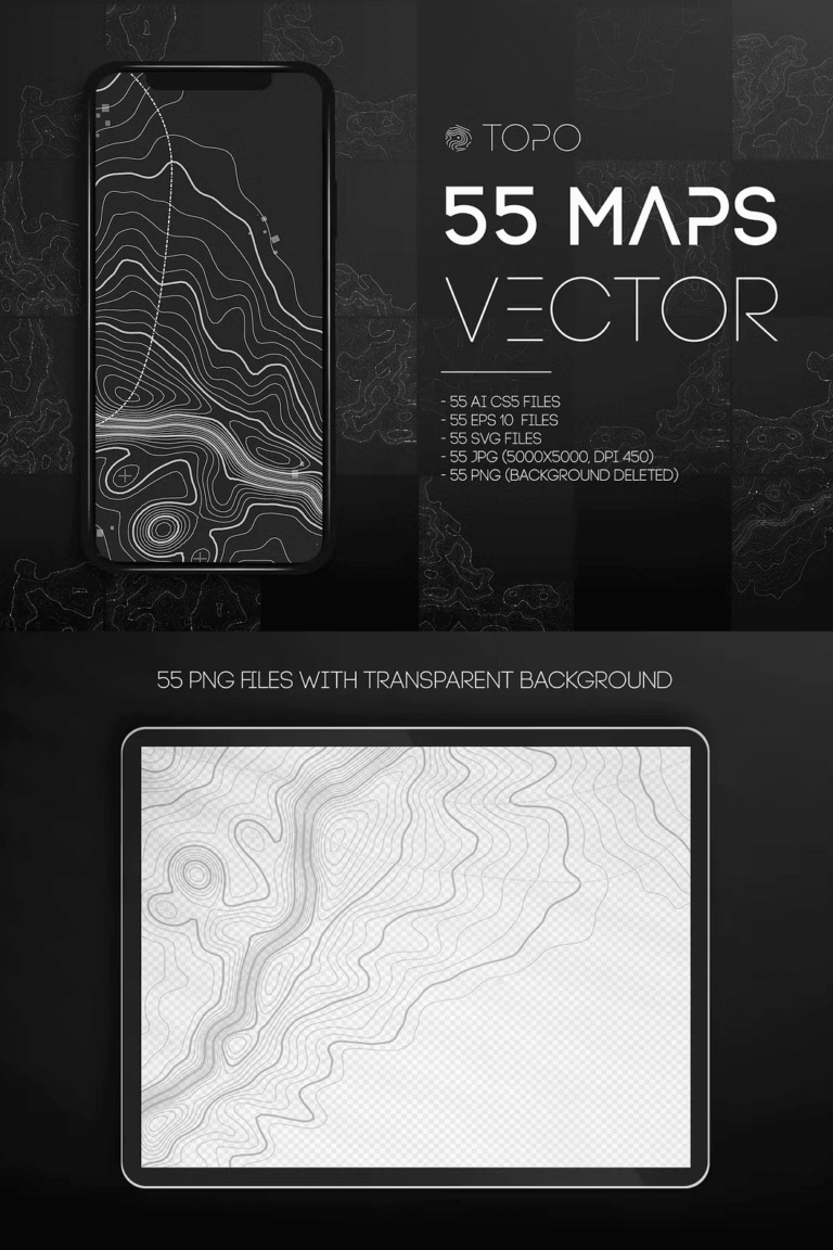 55 Topographic Maps Vector - Siteoutsite