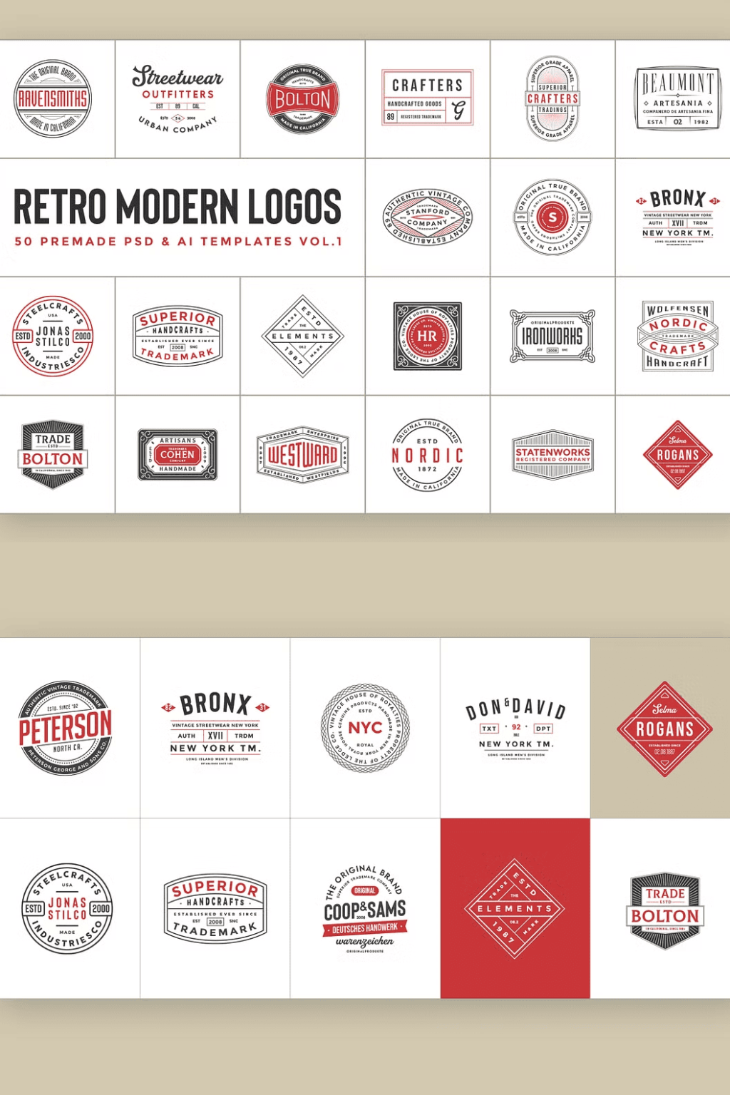 50 Retro Modern Logos Vol.1 - Siteoutsite