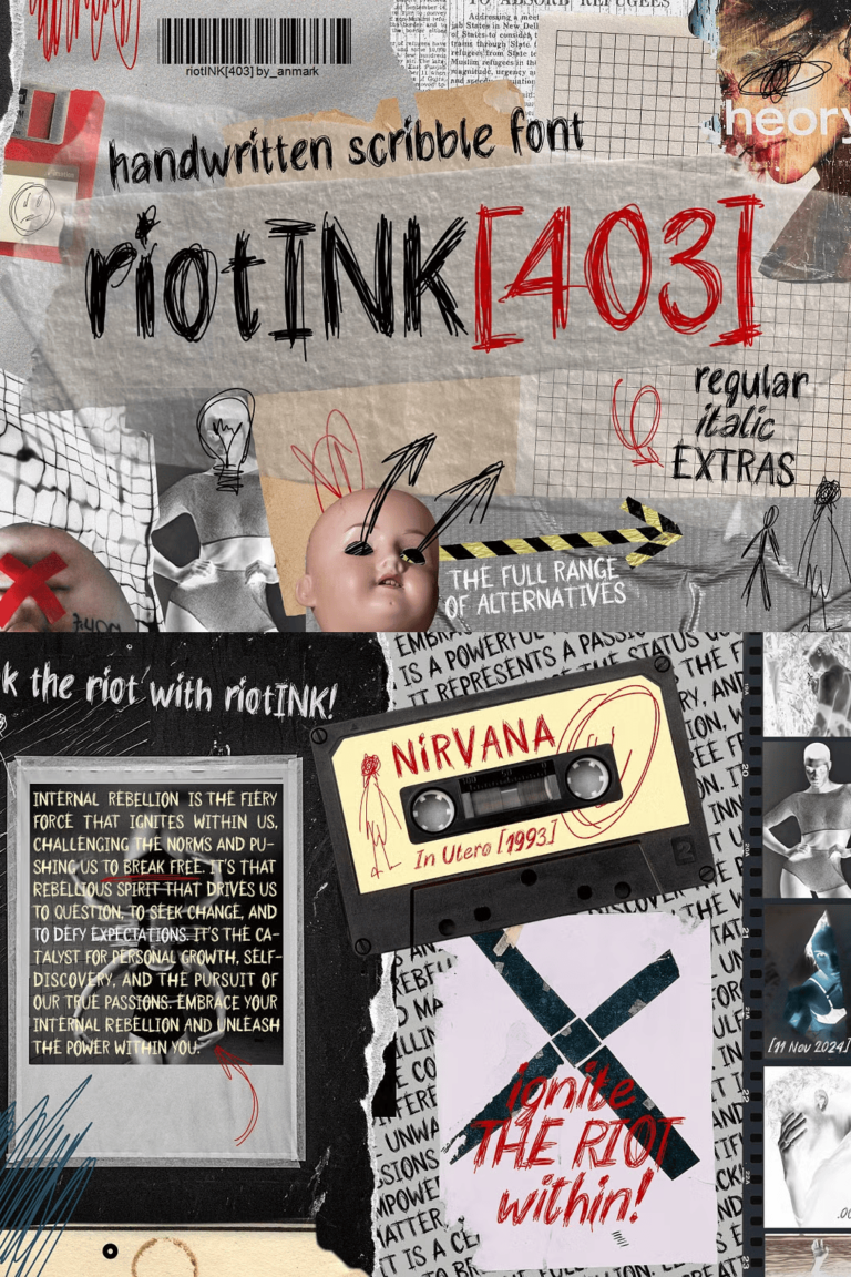 Riotink. Handwritten Scribble Font - Siteoutsite