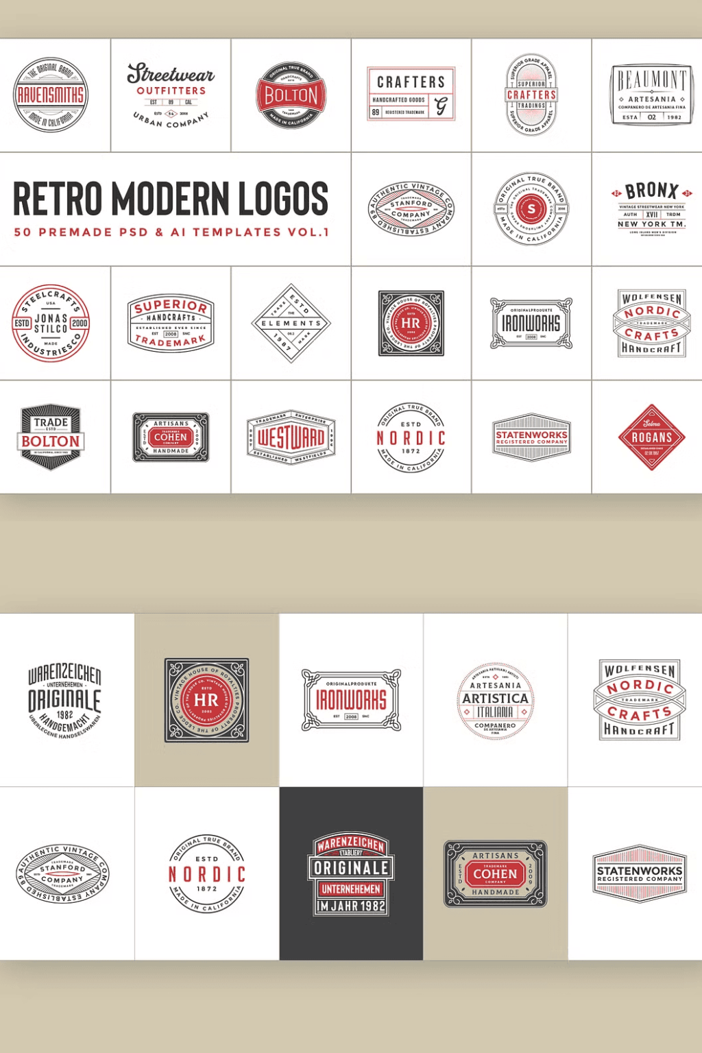 50 Retro Modern Logos Vol.1 - Siteoutsite