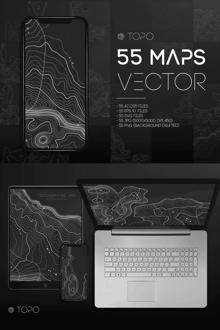 55 Topographic Maps Vector - Siteoutsite