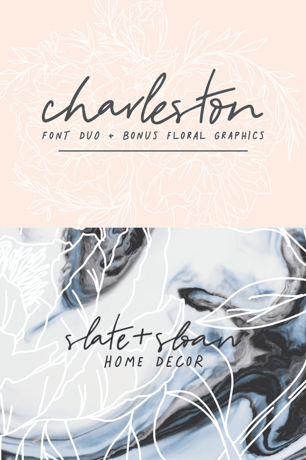 Charleston | Font Duo + Florals - Siteoutsite