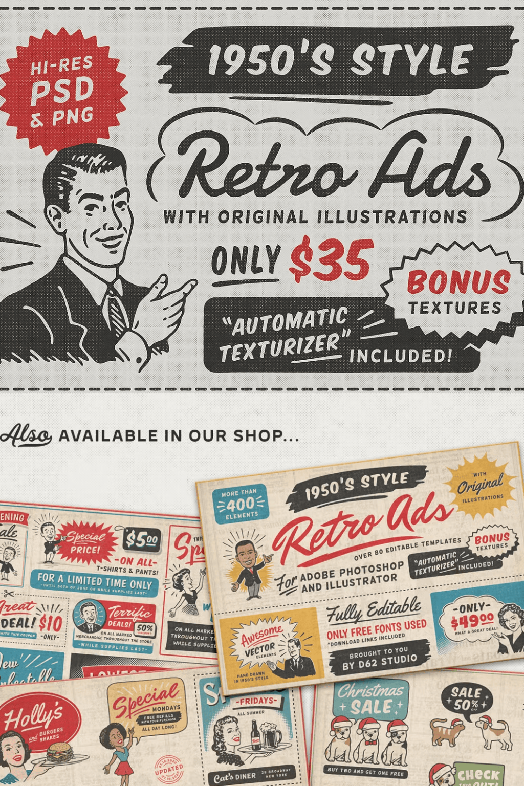 1950s Style Retro Ad Templates - Siteoutsite