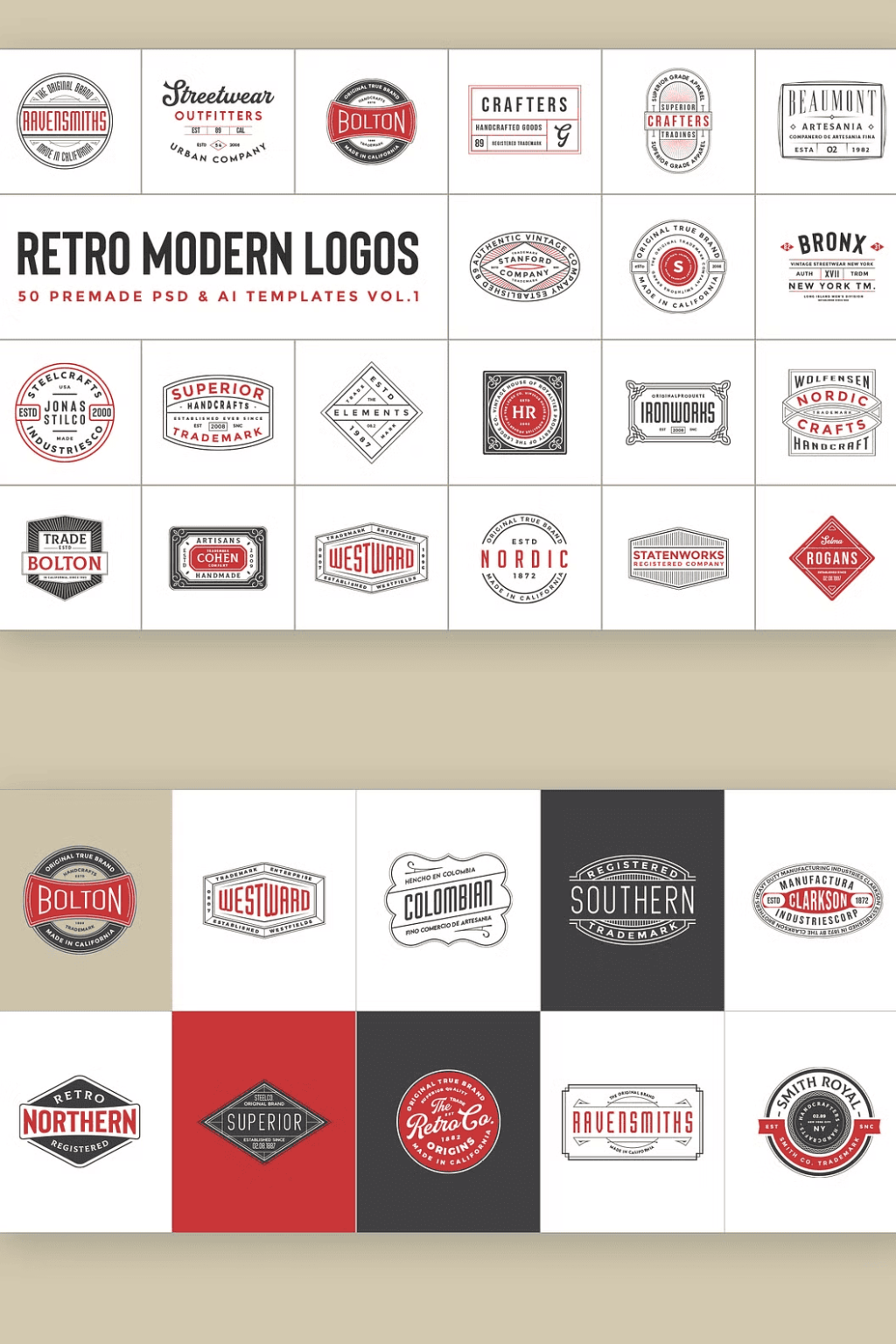50 Retro Modern Logos Vol.1 - Siteoutsite