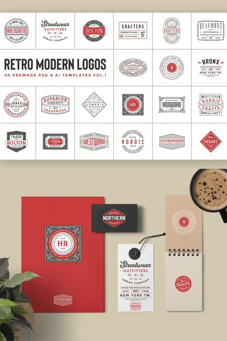 50 Retro Modern Logos Vol.1 - Siteoutsite