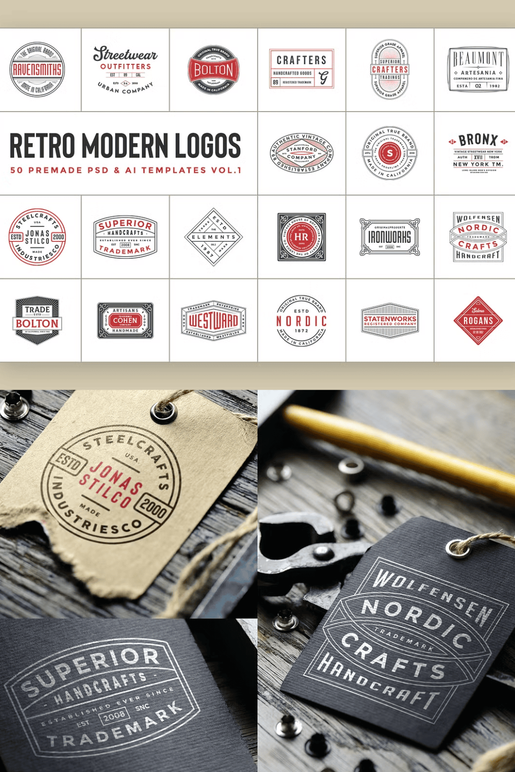 50 Retro Modern Logos Vol.1 - Siteoutsite