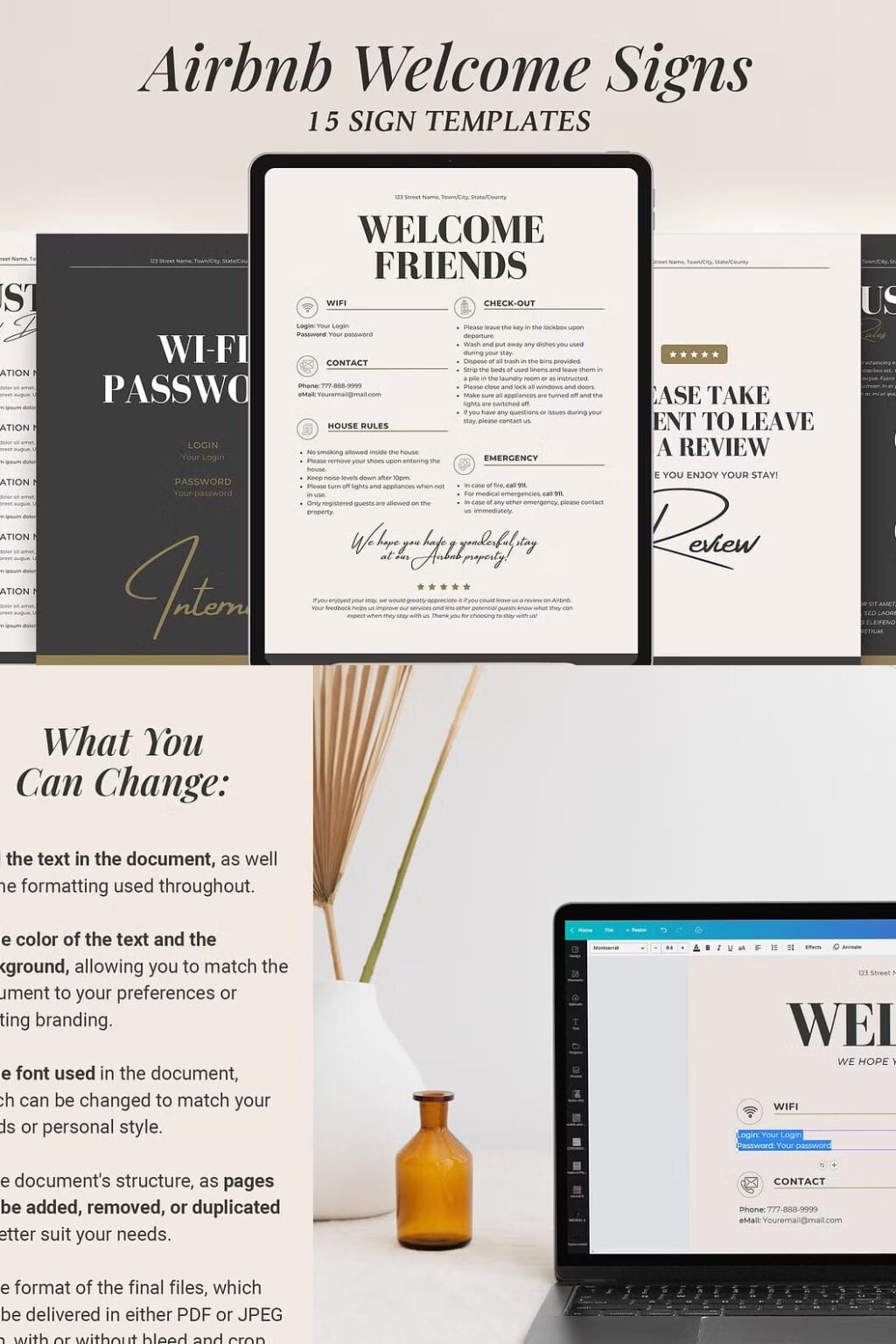 Airbnb Welcome signs template CANVA - Siteoutsite