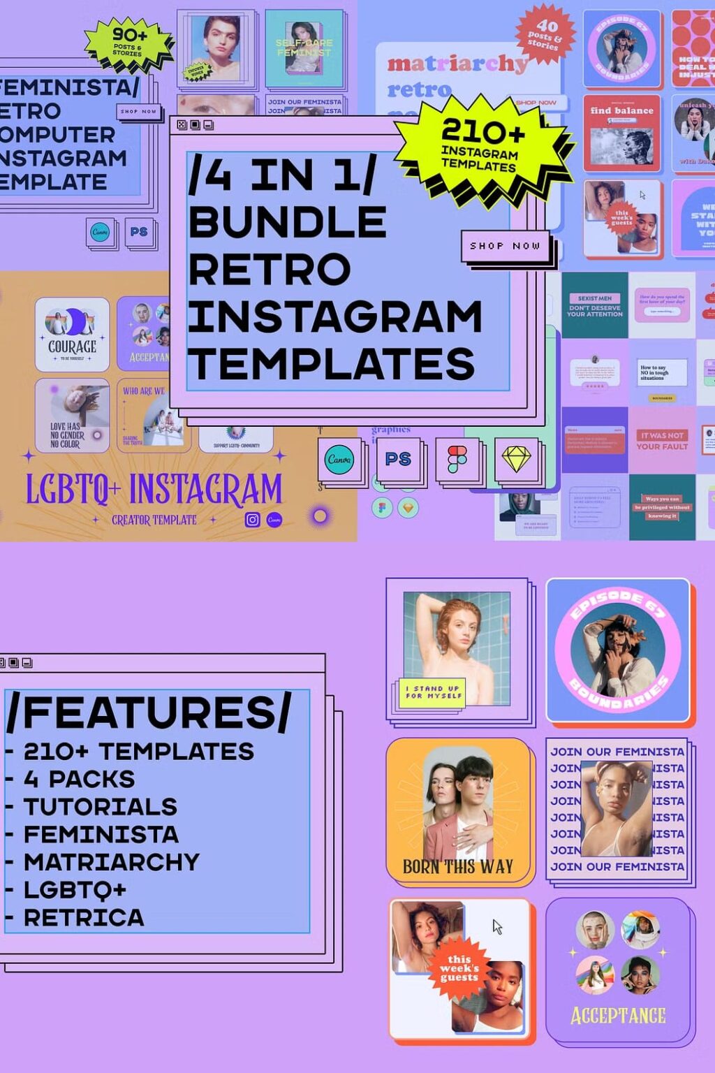 Bundle Retro Instagram Templates - Siteoutsite