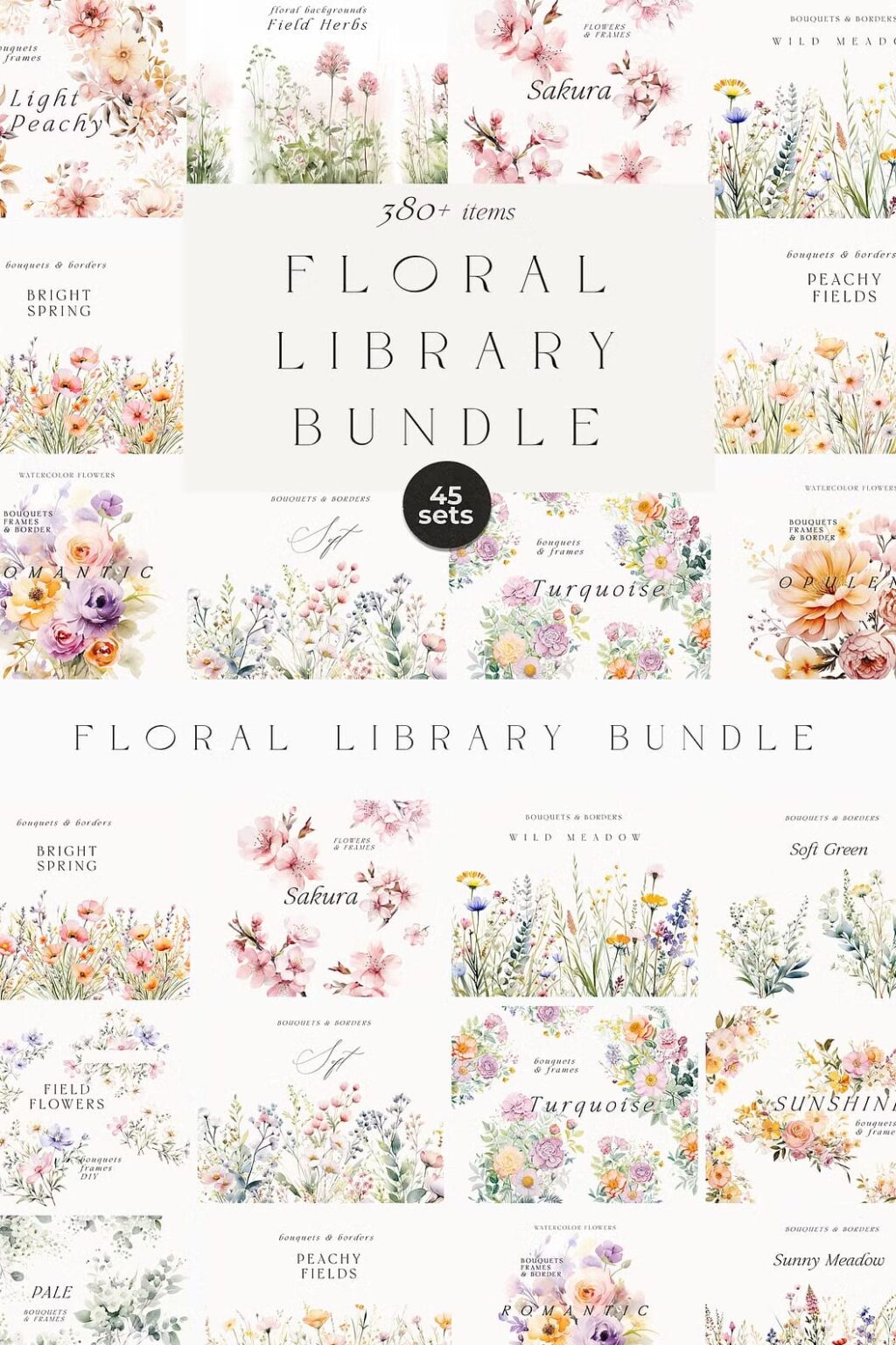 Watercolor Floral Bundle (45 in 1) - Siteoutsite