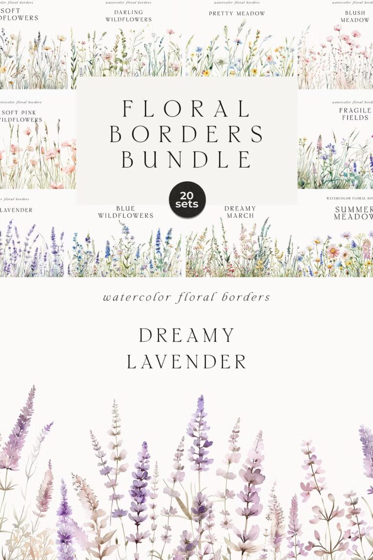 Waterolor Floral Borders Bundle - Siteoutsite