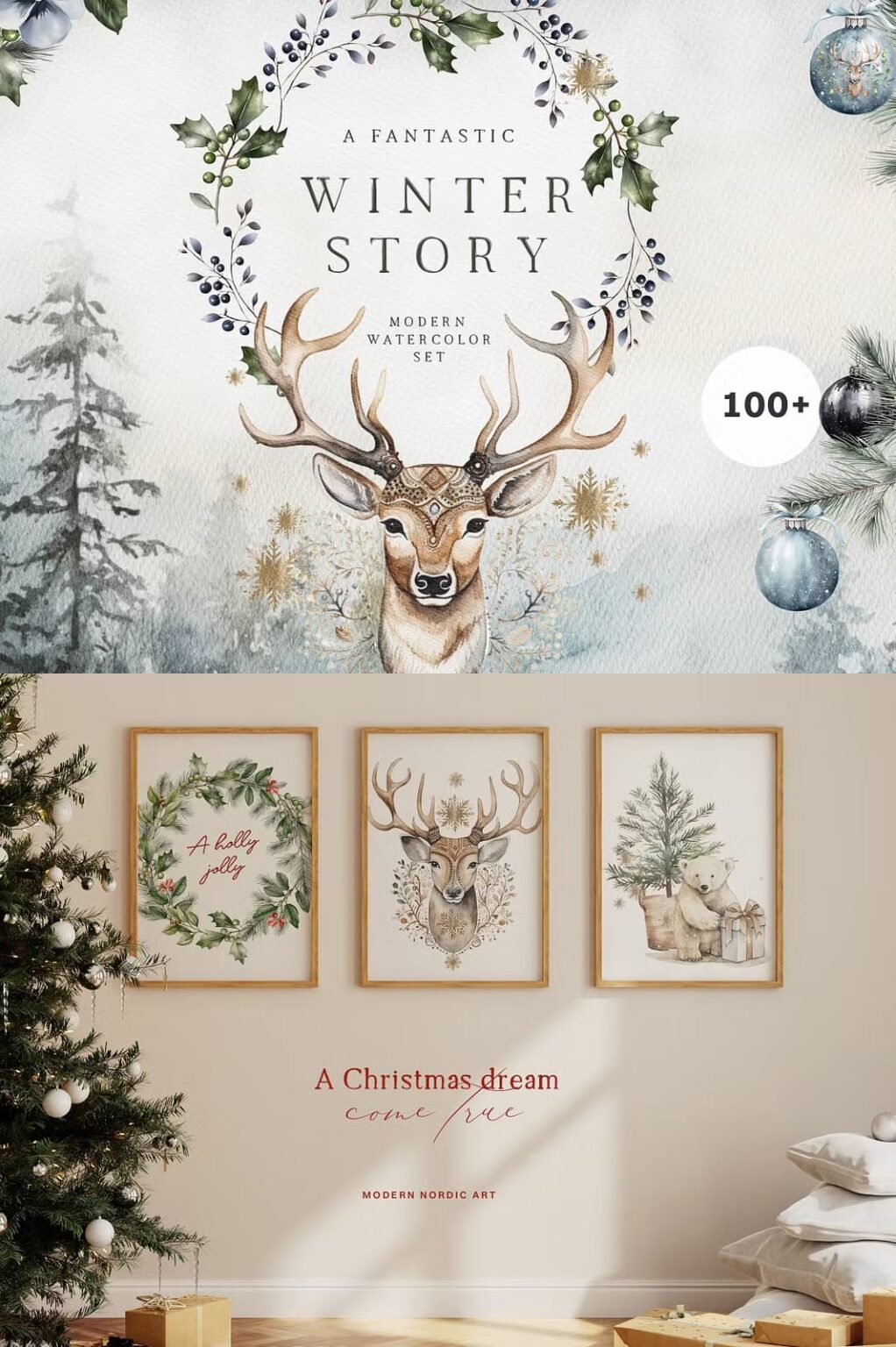 Winter and Christmas Watercolor Set - Siteoutsite