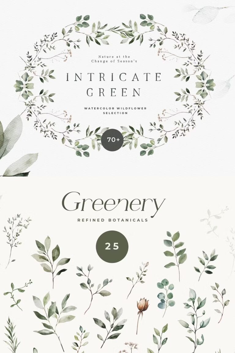 Modern Watercolor Greenery & Wreaths - Siteoutsite