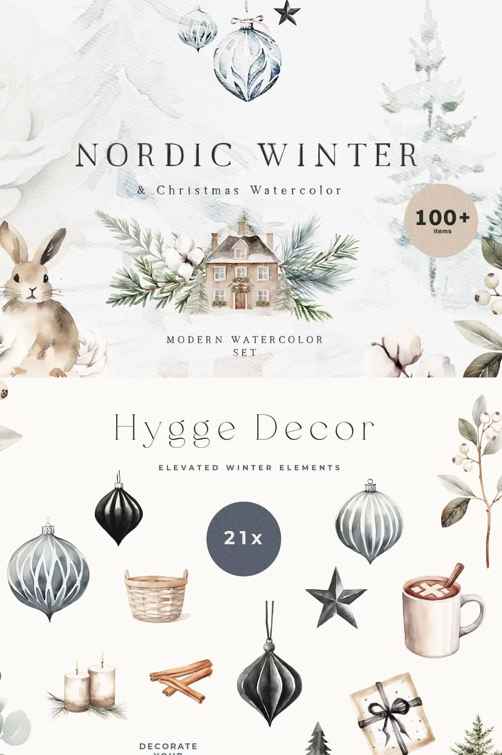 Modern Nordic Christmas Watercolor - Siteoutsite