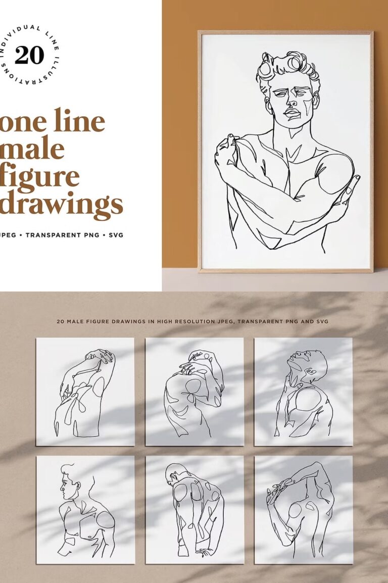 Abstract Male Figure Line Art - Siteoutsite