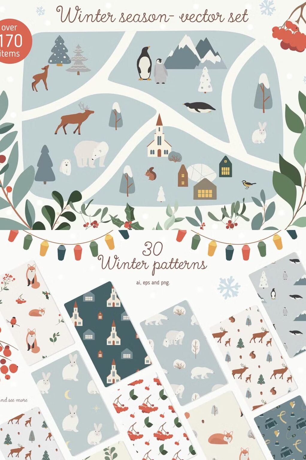 Winter season - vector Christmas set - Siteoutsite