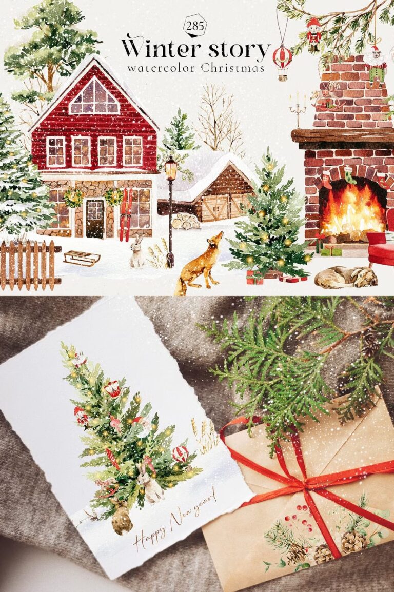 Winter story-watercolor Christmas - Siteoutsite