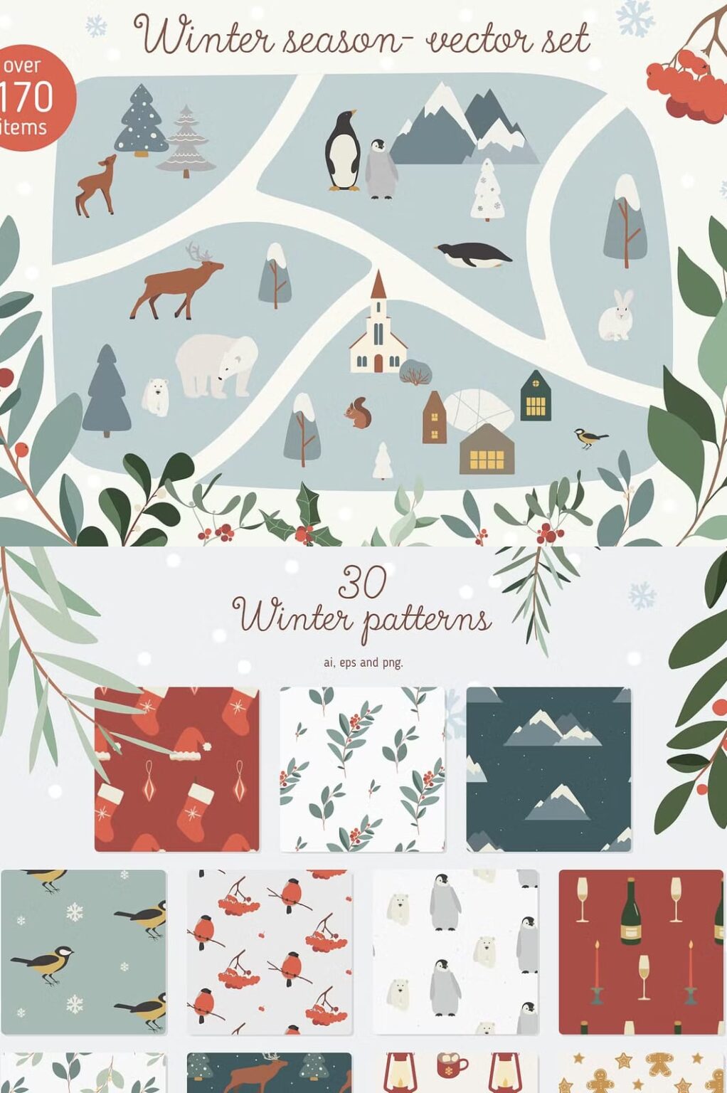 Winter season - vector Christmas set - Siteoutsite
