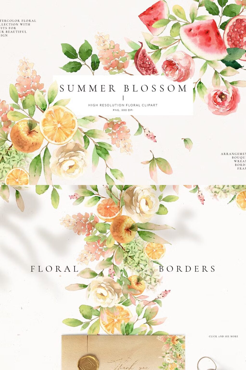 SUMMER BLOSSOM-watercolor floral set - Siteoutsite