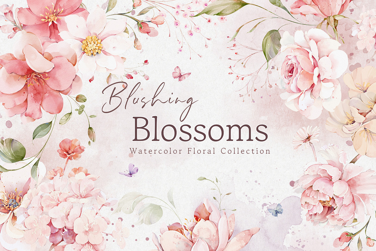 Watercolor Blush Flowers - Siteoutsite