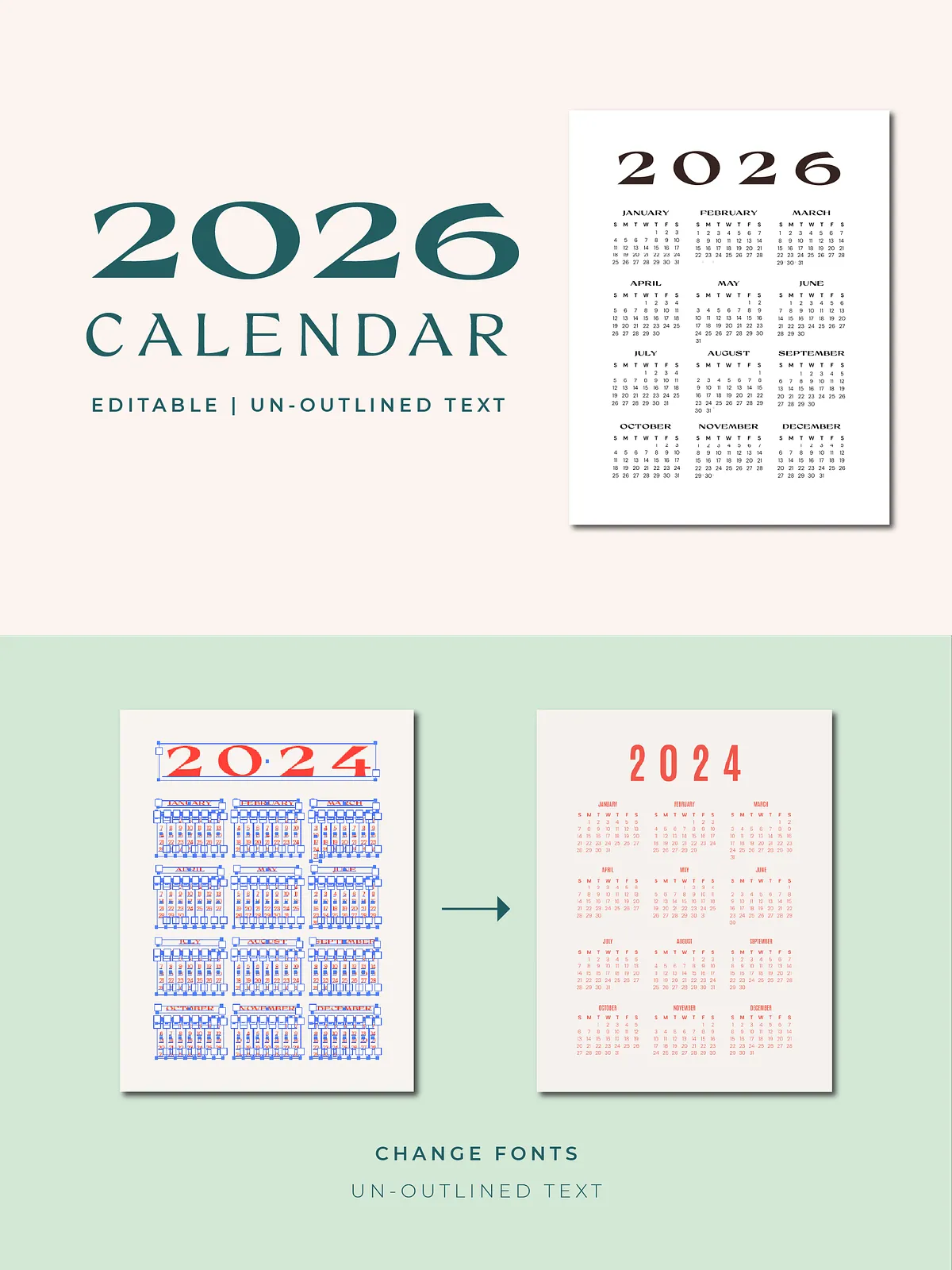 2026 Calendar Layout | Un-outlined - Siteoutsite