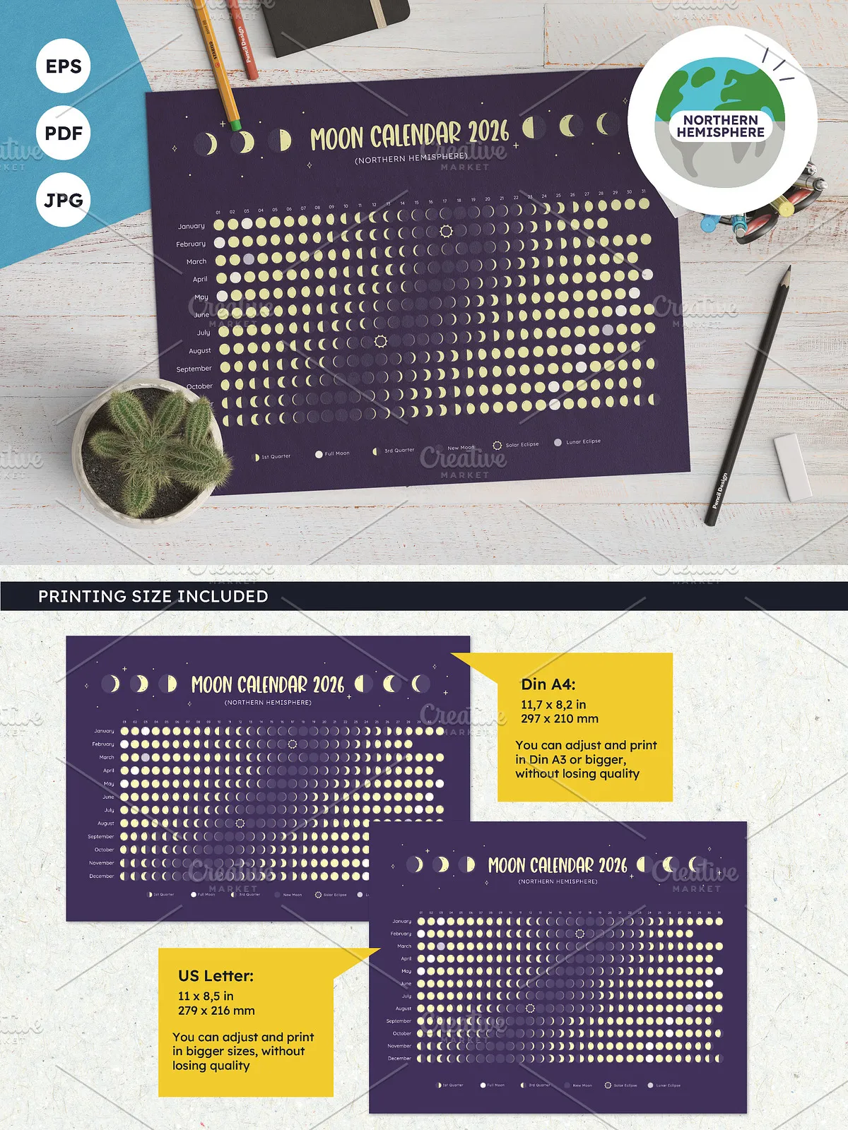 2026 Moon Calendar. North Hem - Siteoutsite